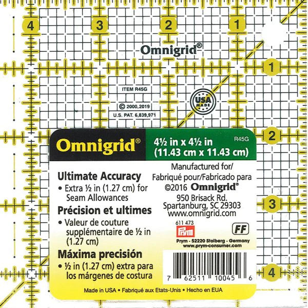 Omnigrid Gridded Ruler: 4.5